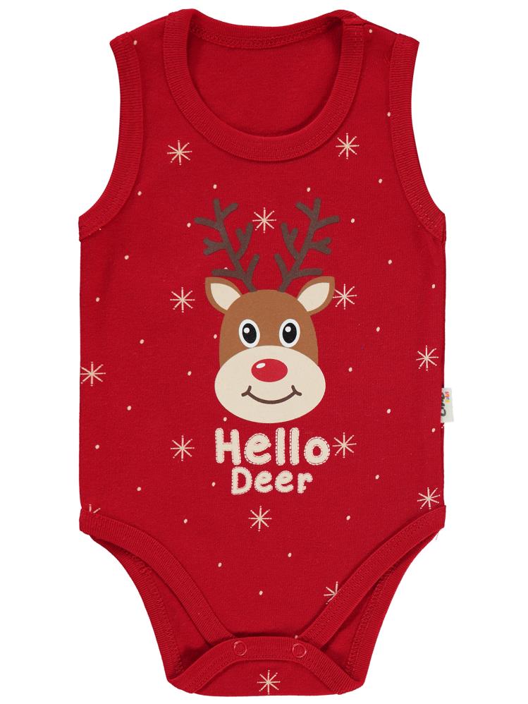 Civil Baby Geyik Baskıl 1-18 Ay Çıtçıtlı Badi - Kırmızı – Civilim.com